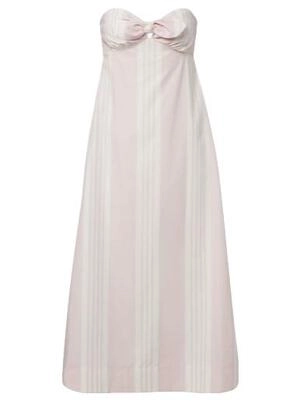 Posse Rosie Striped Cotton Midi Dress - White