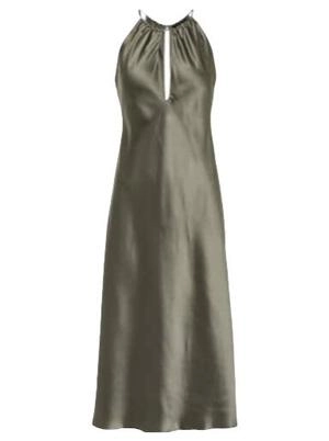NILI LOTAN Halter Neck Midi Dress - Green