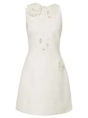Oscar De La Renta Embroidered Cotton-blend Tweed Mini Dress - White