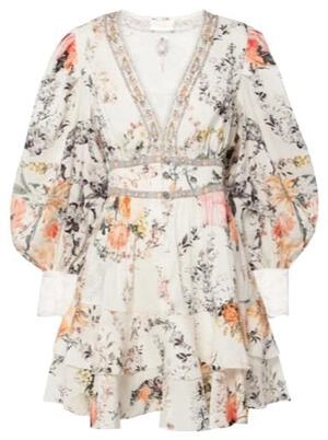Camilla Floral Linen And Silk Minidress - No
