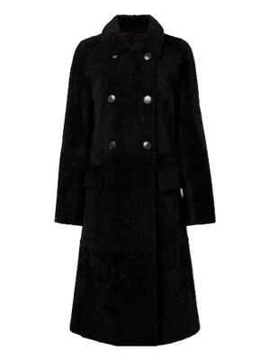 YVES SALOMON Double-breasted Shearling Coat - Black