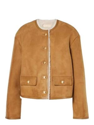NILI LOTAN Suede Fur Cropped Jacket - Brown