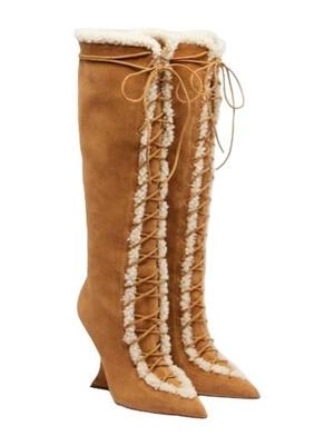 Paris Texas Knee-high Wedge Boots - Brown