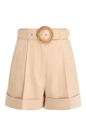 Zimmermann Zimmermann Belted High Waisted Shorts Nude
