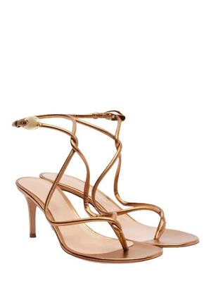 GIANVITO ROSSI High-heeled Sandals With Snake-shaped Gold Buckle - Nude