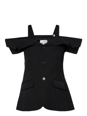 Comme Des Garçons Cutout Wool Top - Black