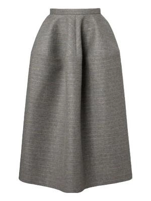 Erdem Striped Wool And Mohair Flannel Midi Skirt - Gray
