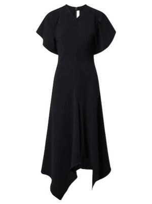 Victoria Beckham Asymmetric Draped Cady Midi Dress - Black