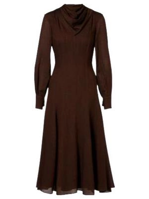 EMILIA WICKSTEAD Avara Draped Wool Twill Midi Dress - Brown