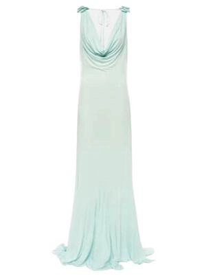 Magda Butrym Jersey Slip Dress With Rose Details - White