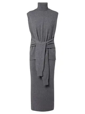RÓHE Sleeveless Layered Turtleneck Dress With Front Tie - Black