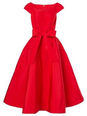 Monique Lhuillier Bow-detail Silk Midi Dress - Red
