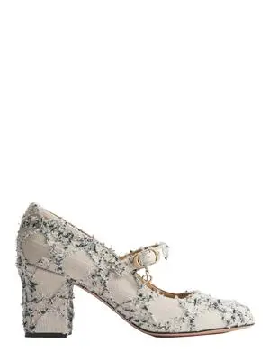 Dior Round Toe Mary Jane High Heels With Adjustable Ankle Strap - Gray