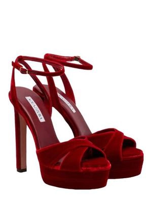 AQUAZZURA Velvet High-heeled Sandals - Red