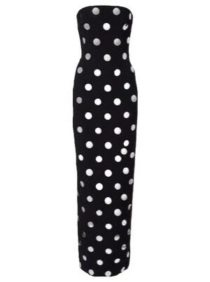 David Koma Strapless Polka Dot Gown - Black