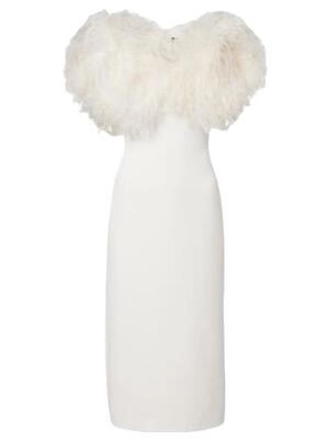 David Koma Feather-trimmed Cocktail Dress - White