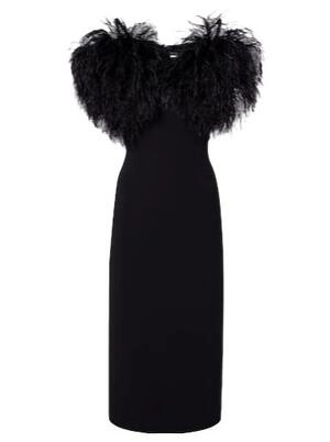 David Koma Feather-trimmed Cocktail Dress - Black