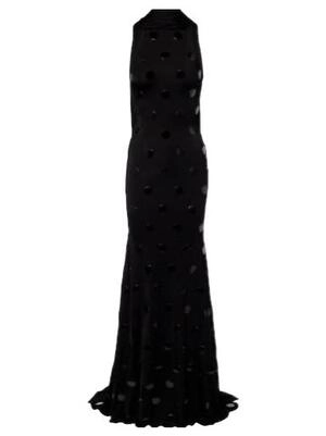 David Koma Embellished Scarf-detail Jersey Gown - Black