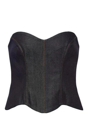 AYA MUSE Denim Bustier Top - Black