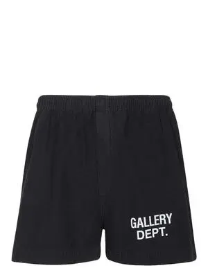 GALLERY DEPT. Logo Printed Elastic Waist Shorts - Black