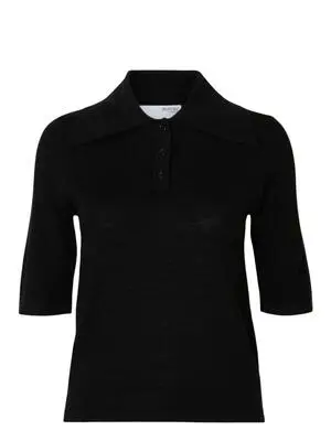 SELECTED Knitted Polo Shirt - Black