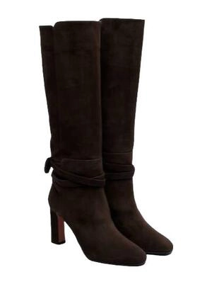 AQUAZZURA The Very Bow Knee-high Suede Boots With Bow Detailing - Black