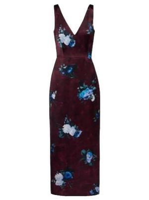 Erdem Floral Duchesse V-neck Cocktail Dress - Black