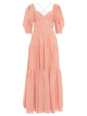 Simkhai Sweetheart Neckline Tiered Maxi Dress - Pink