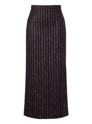 Erdem Pinstripe Wool And Mohair Pencil Skirt - Black