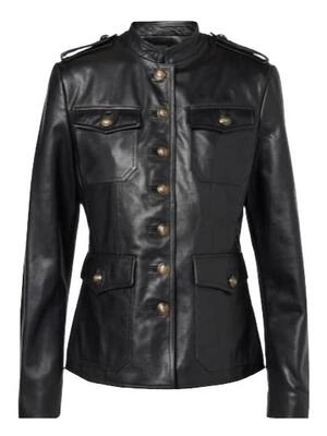 NILI LOTAN Leather Military-style Jacket - Black