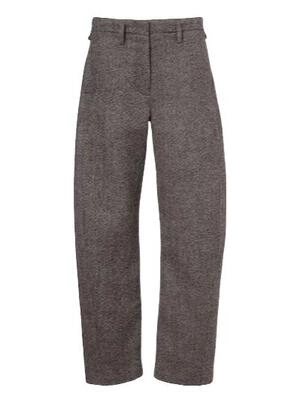 Magda Butrym Low-rise Herringbone Wool-blend Barrel-leg Pants - Black