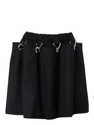 Comme Des Garçons Wool Mini Skirt With Elasticated Waist And Drapery Detail - Black