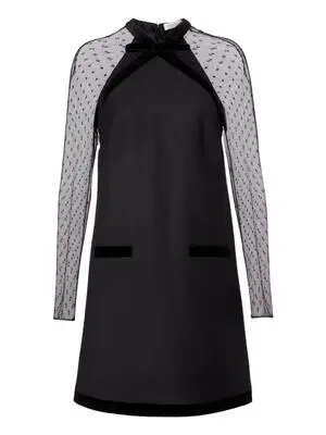 Nina Ricci Virgin Wool Gabardine Minidress With Tulle Cuffs - Black