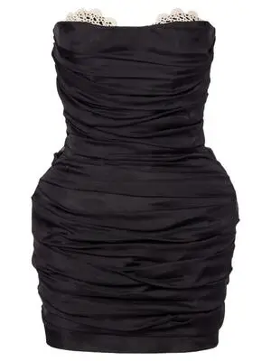Magda Butrym Crochet-trimmed Silk Minidress - Black