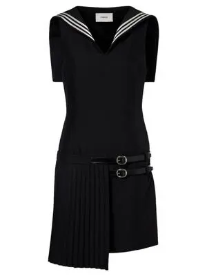 Coperni Belted Pleated Dress - Black