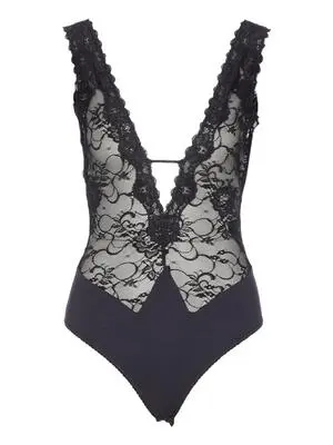 ANIYE BY Lace V-neck Bodysuit - Black