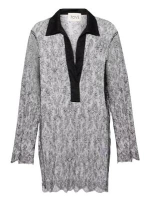 Tove Lucie Floral Lace Silk Top - Gray