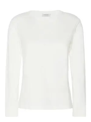 Max Mara Logo Embroidered Long Sleeve T-shirt - White