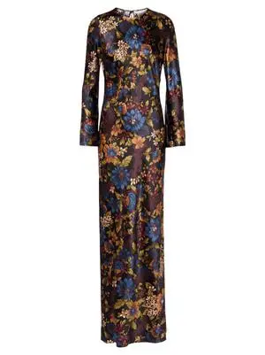 Veronica Beard Gemma Floral Silk-blend Maxi Dress - Black