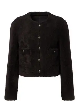 Dorothee Schumacher Crew Neck Leather Jacket - Black