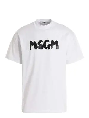 MSGM Logo Printed Crewneck T-shirt - White