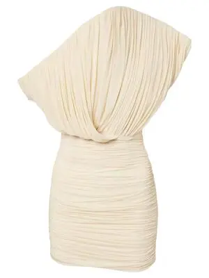 Magda Butrym Asymmetrical Ruched Minidress - Beige