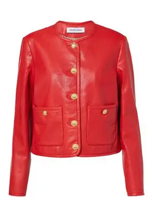 Veronica Beard Andrea Leather Jacket - Red