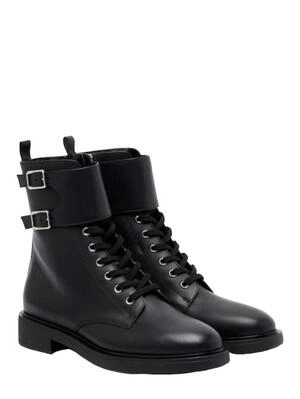 GIANVITO ROSSI Leather Combat Boots - Black