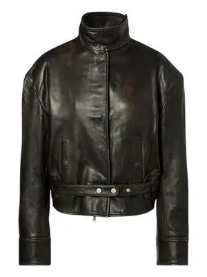 Christopher Esber Zippered Leather Jacket With Belted Waist - Black