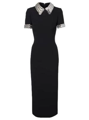 David Koma Embellished Cady Midi Dress - Black