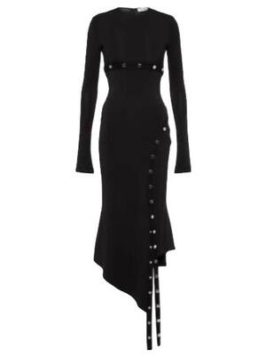 Attico Asymmetric Midi Dress - Black