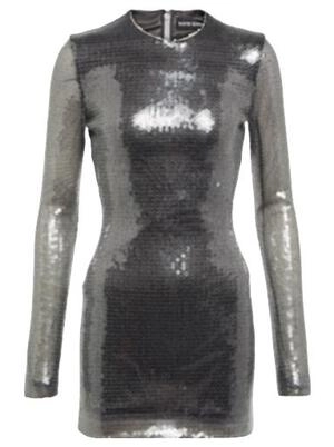 David Koma Sequined Mesh Minidress - Gray