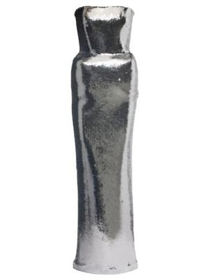 David Koma Padded Sequined Bustier Gown - Gray