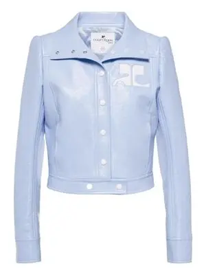 COURREGES Cropped Vinyl Jacket - Blue